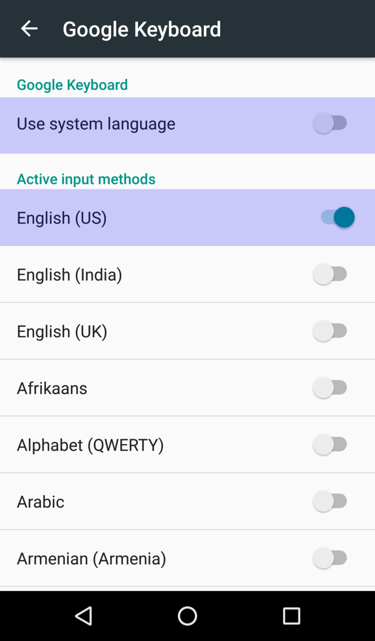 Add keyboard in another language - Android Marshmallow - gonnalearn.com
