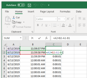 Excel: How to calculate time differences beyond midnight - gonnalearn.com