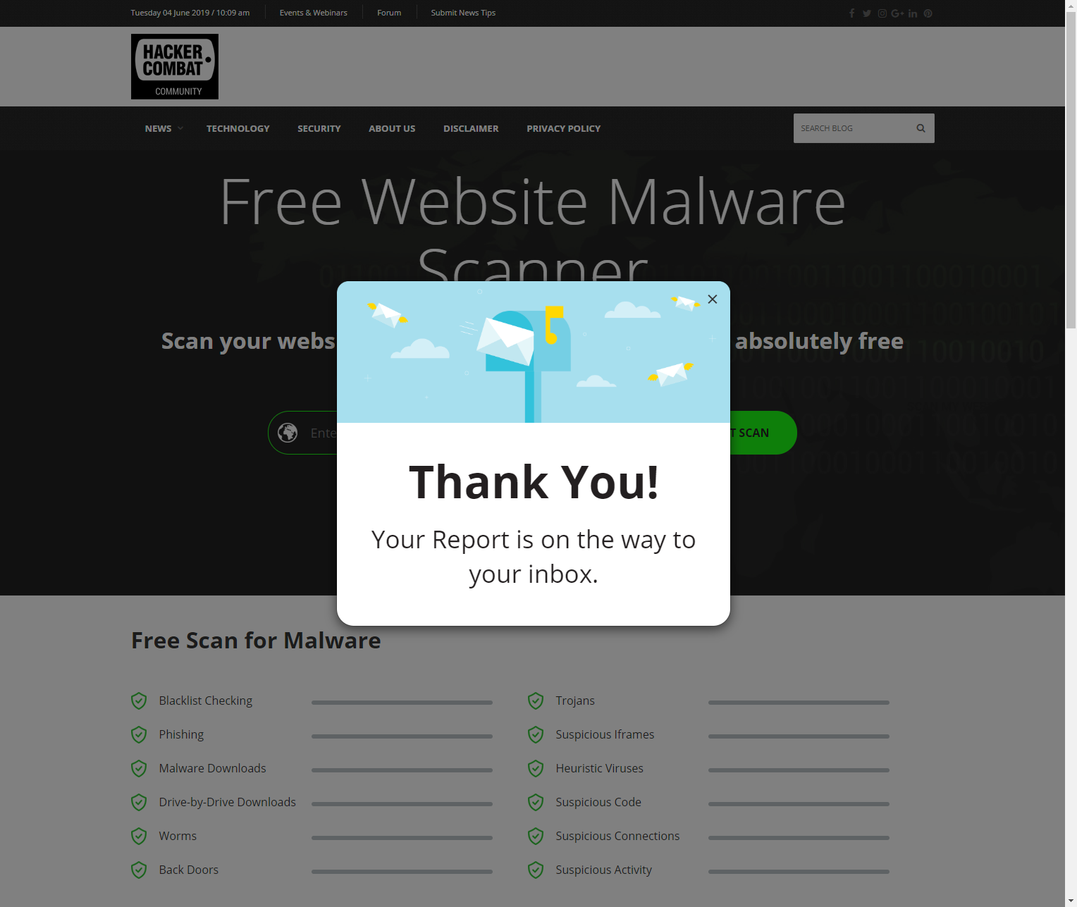 Testing malware scanning tools with a hacked website