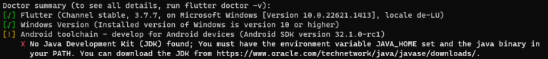 Flutter doctor: No Java Development Kit (JDK) found - solution on ...